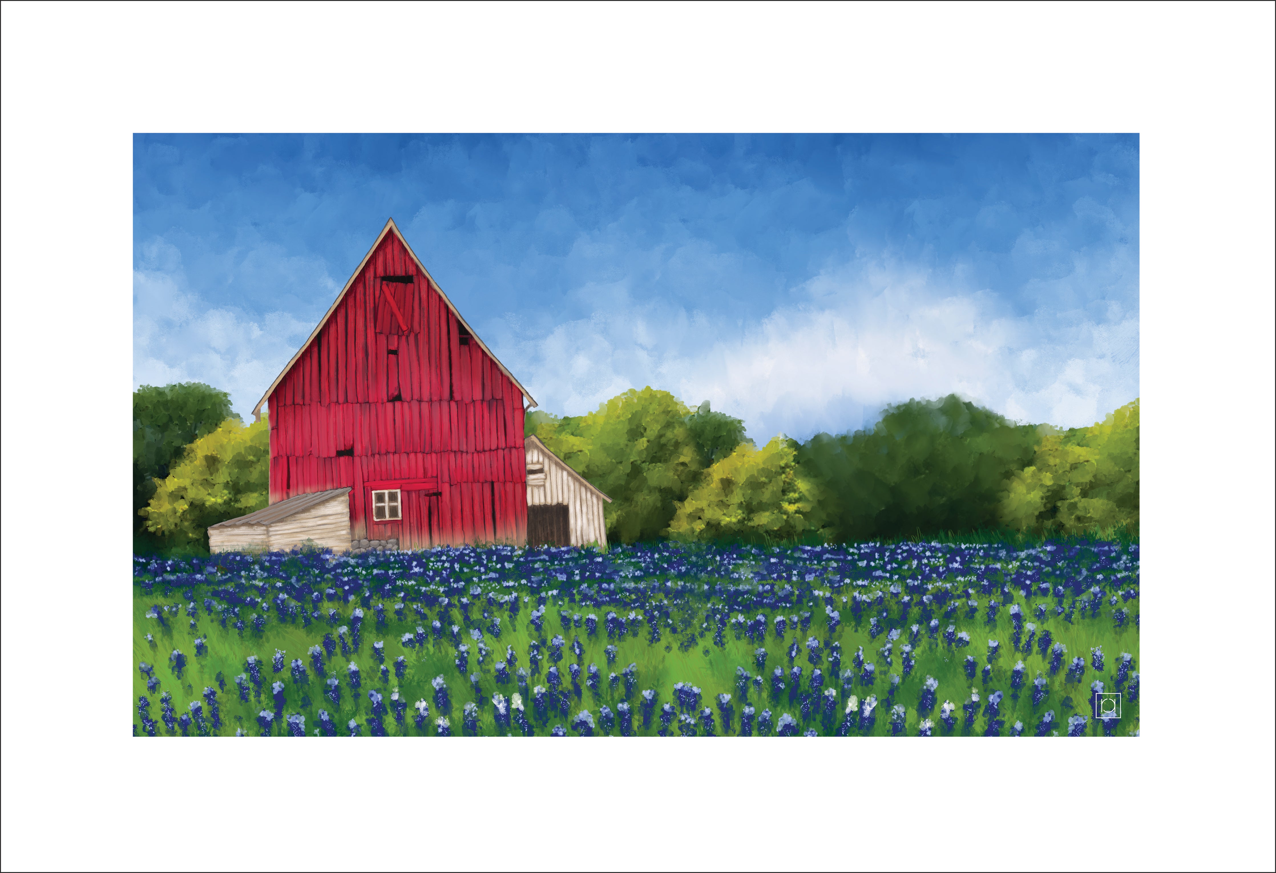 Red Barn Blue Bonnet Field – Endeavor2Draw